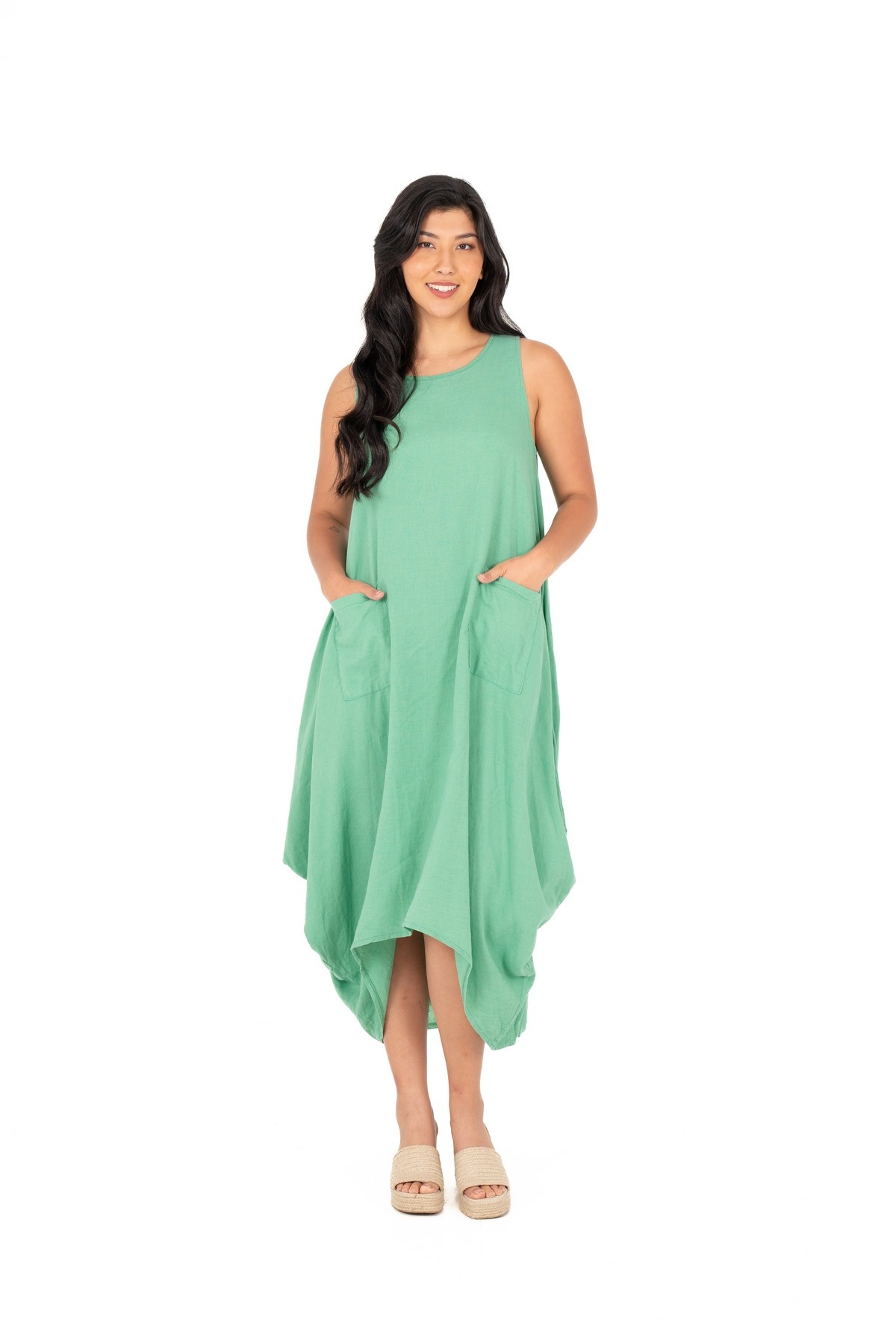 Les Petits bonheurs de Marguerite | M ITALY Robe longue avec drapé sur les côtés C-Jade